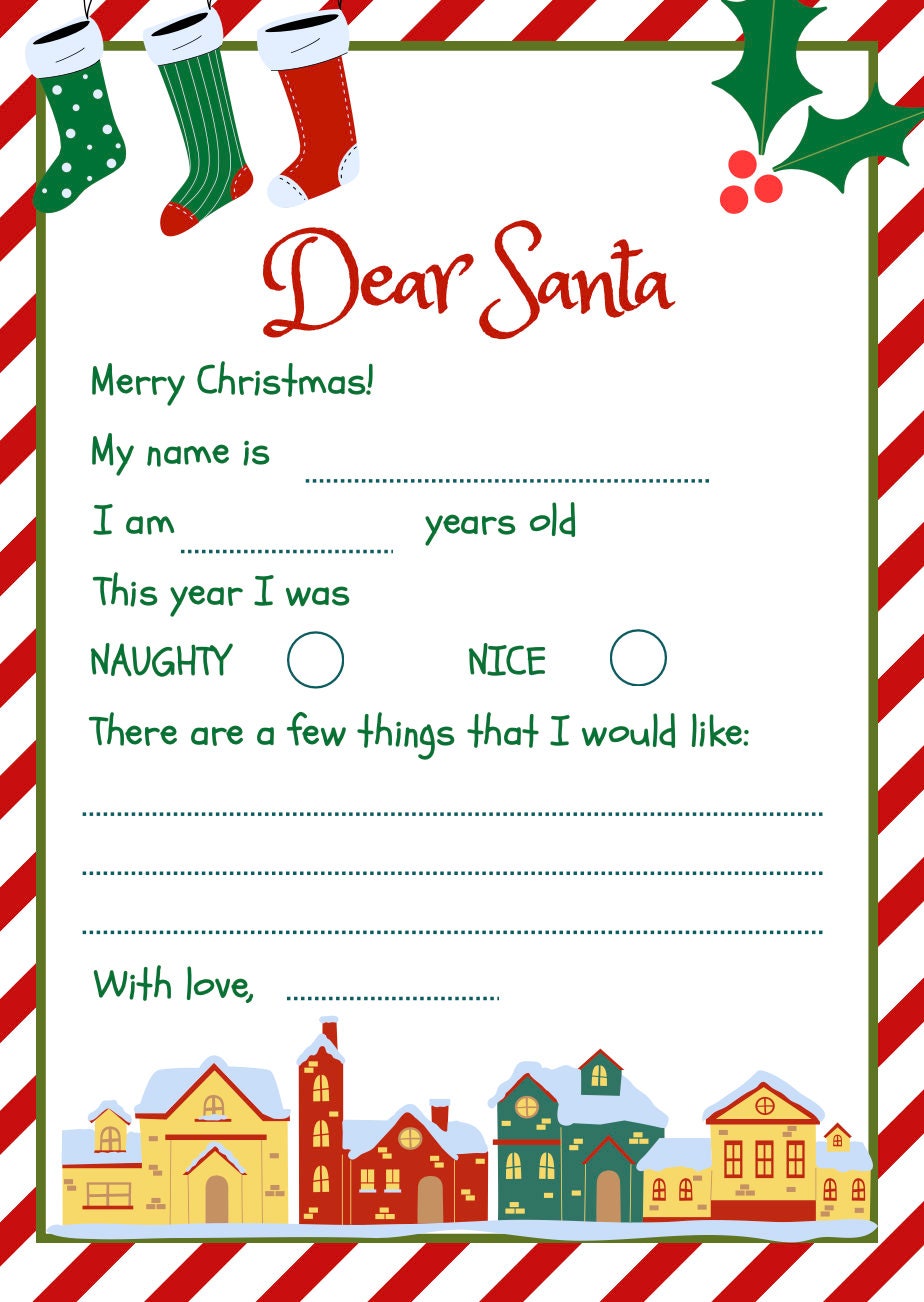 Santa Letter Templates PDF - Etsy