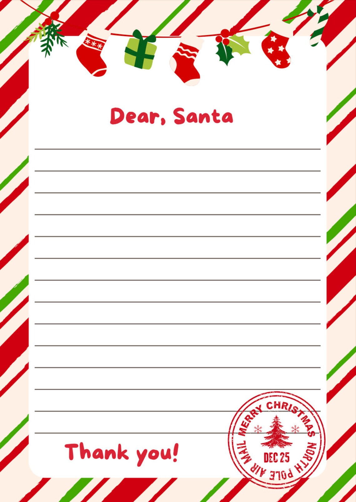 Santa Letter Templates PDF - Etsy