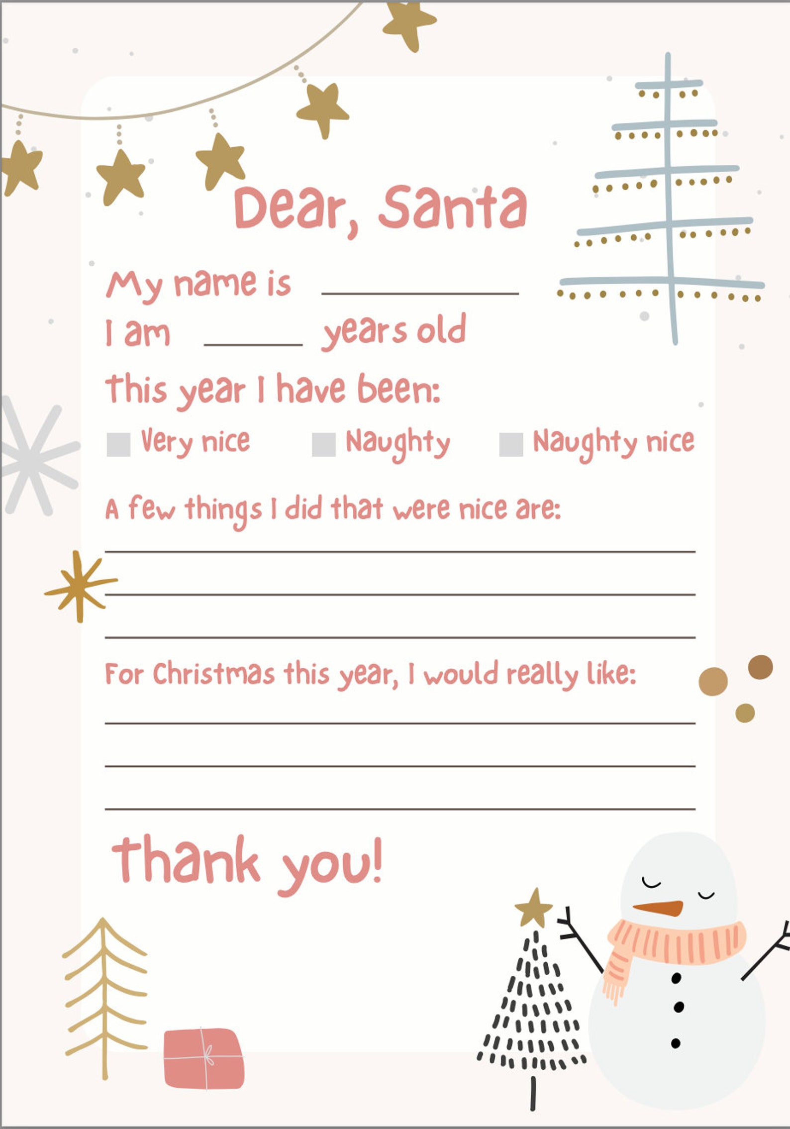Santa Letter Templates PDF - Etsy