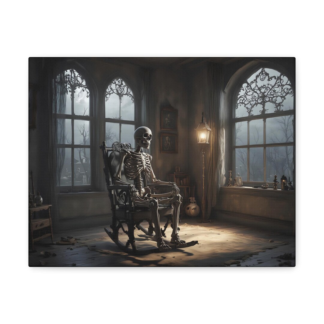 Skeleton in Rocking Chair, Canvas Print or Indoor Outdoor Poster ...