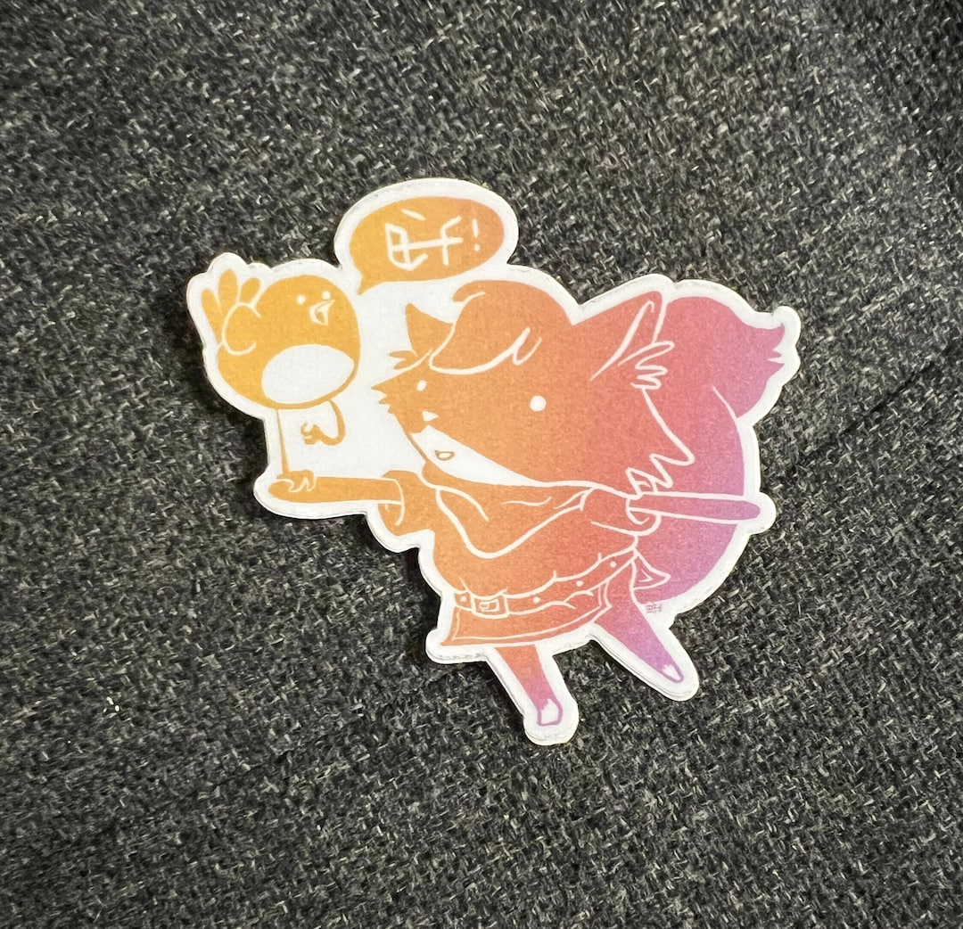 STICKER - Atoll Sunset Variant of Tunic Fox With His Bird Friend - Etsy