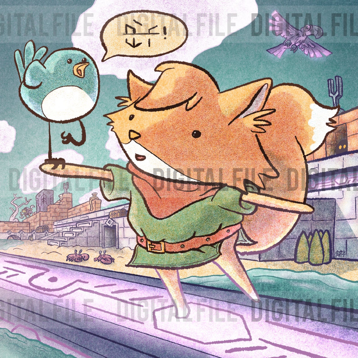 Ruin Seeker and Chirpy Bird in the Ruined Atoll - Tunic Original Fan ...