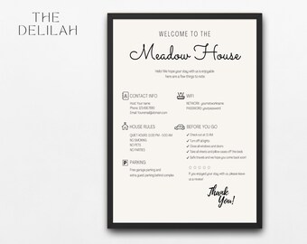 Airbnb Welcome Sign, VRBO, Canva Template, Guest Arrival Poster, Wifi ...