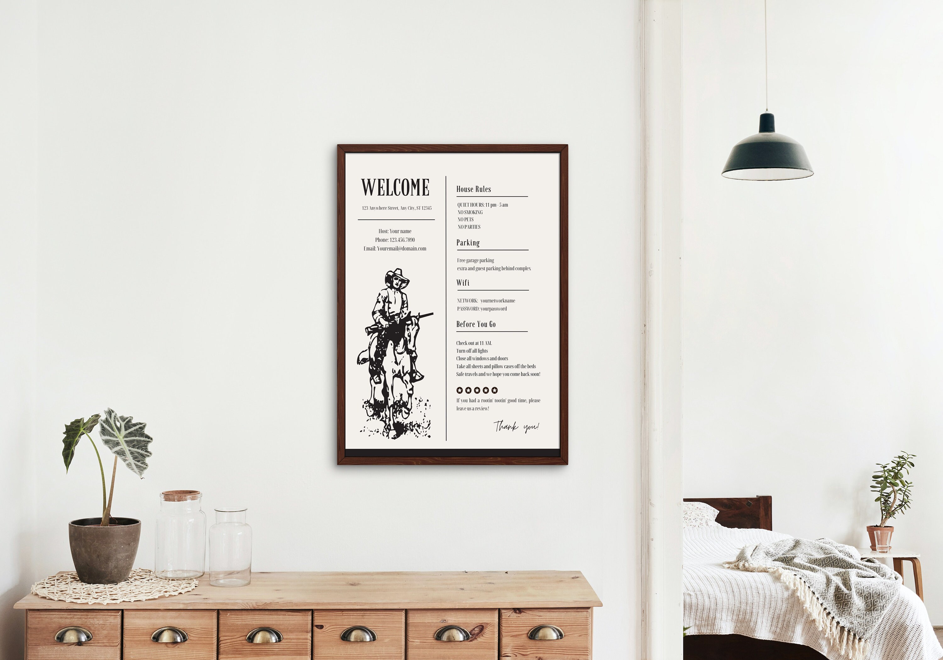 Airbnb Welcome Sign, VRBO, Canva Template, Guest Arrival Poster, Wifi ...