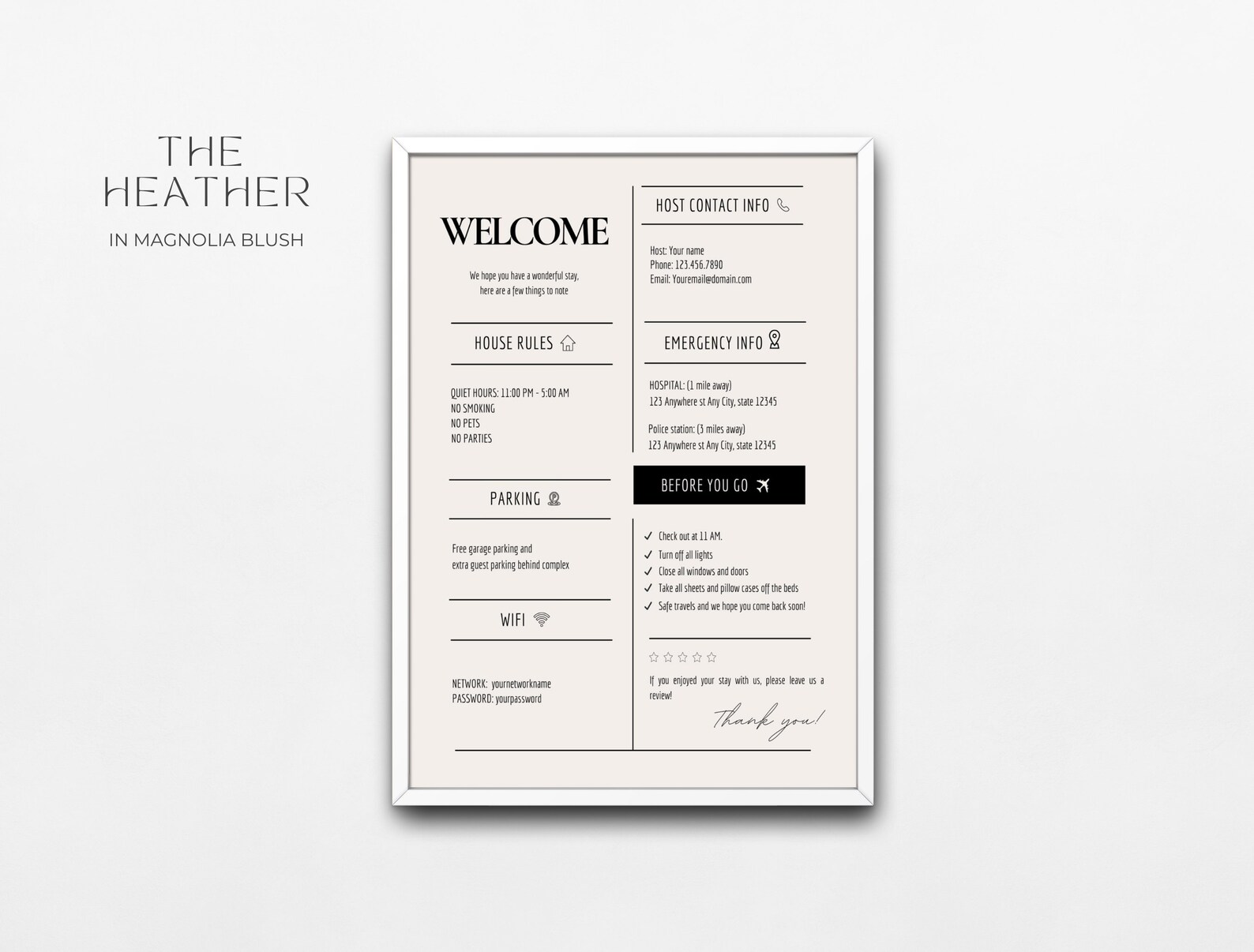 Airbnb Welcome Sign, VRBO, Canva Template, Guest Arrival Poster, Wifi ...