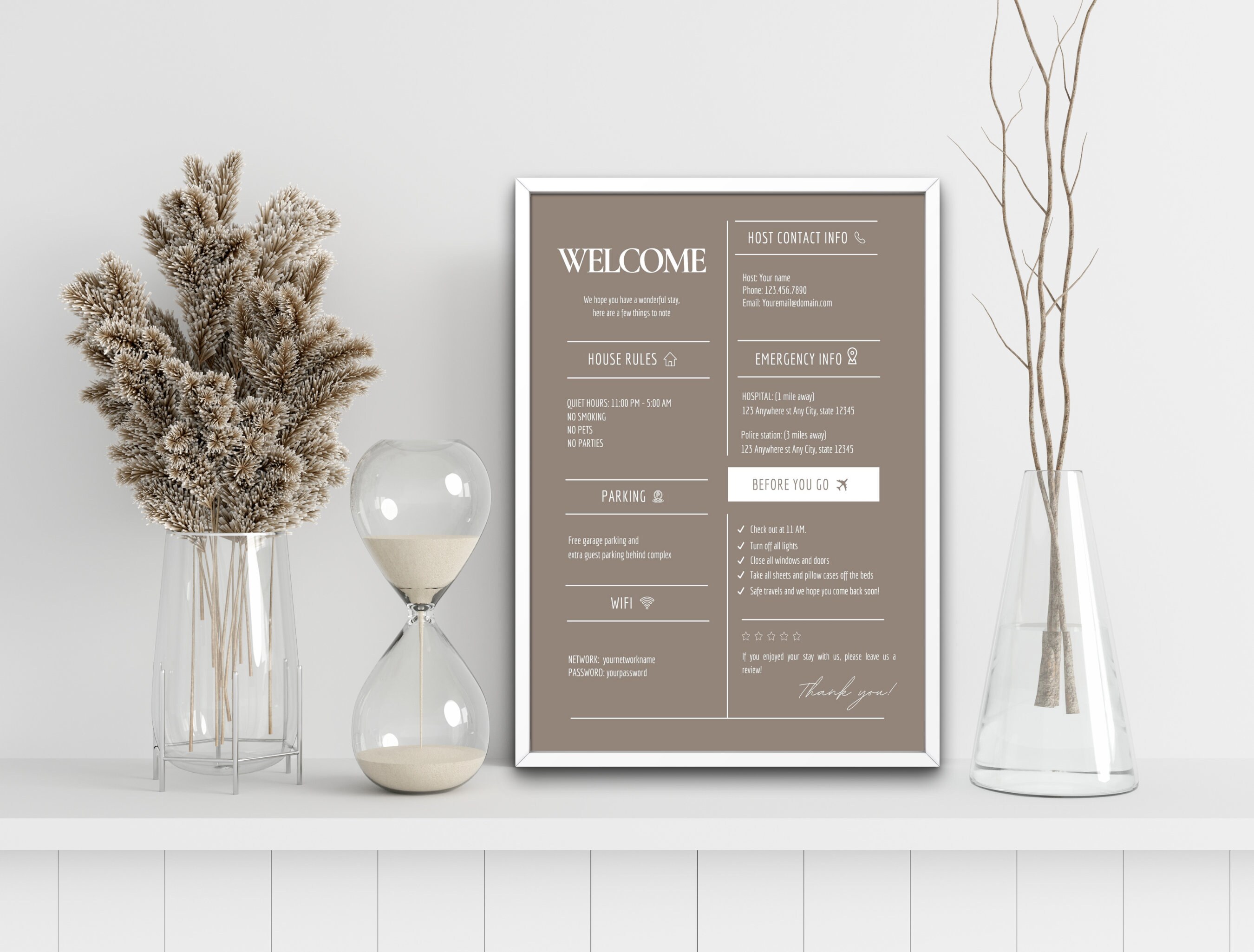 Airbnb Welcome Sign, VRBO, Canva Template, Guest Arrival Poster, Wifi ...