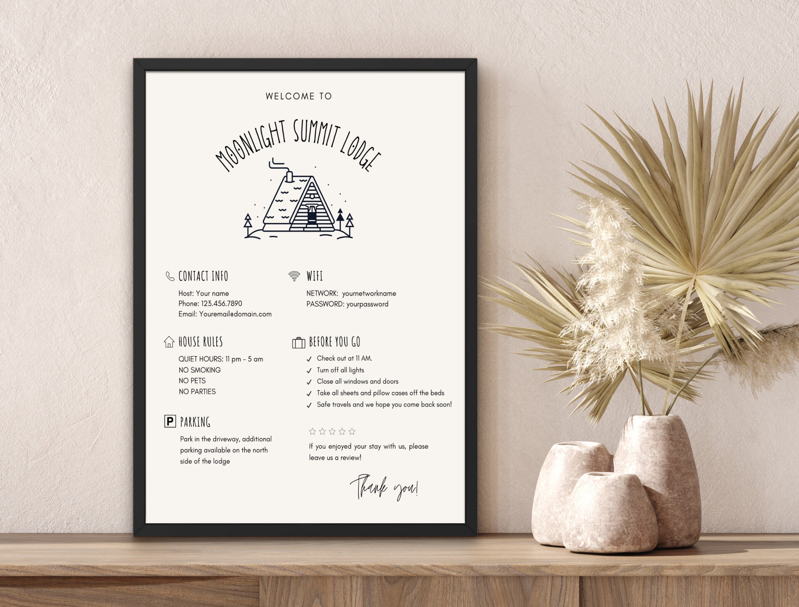 Airbnb Welcome Sign, VRBO, Canva Template, Guest Arrival Poster, Wifi ...