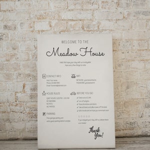 Airbnb Welcome Sign, VRBO, Canva Template, Guest Arrival Poster, Wifi ...