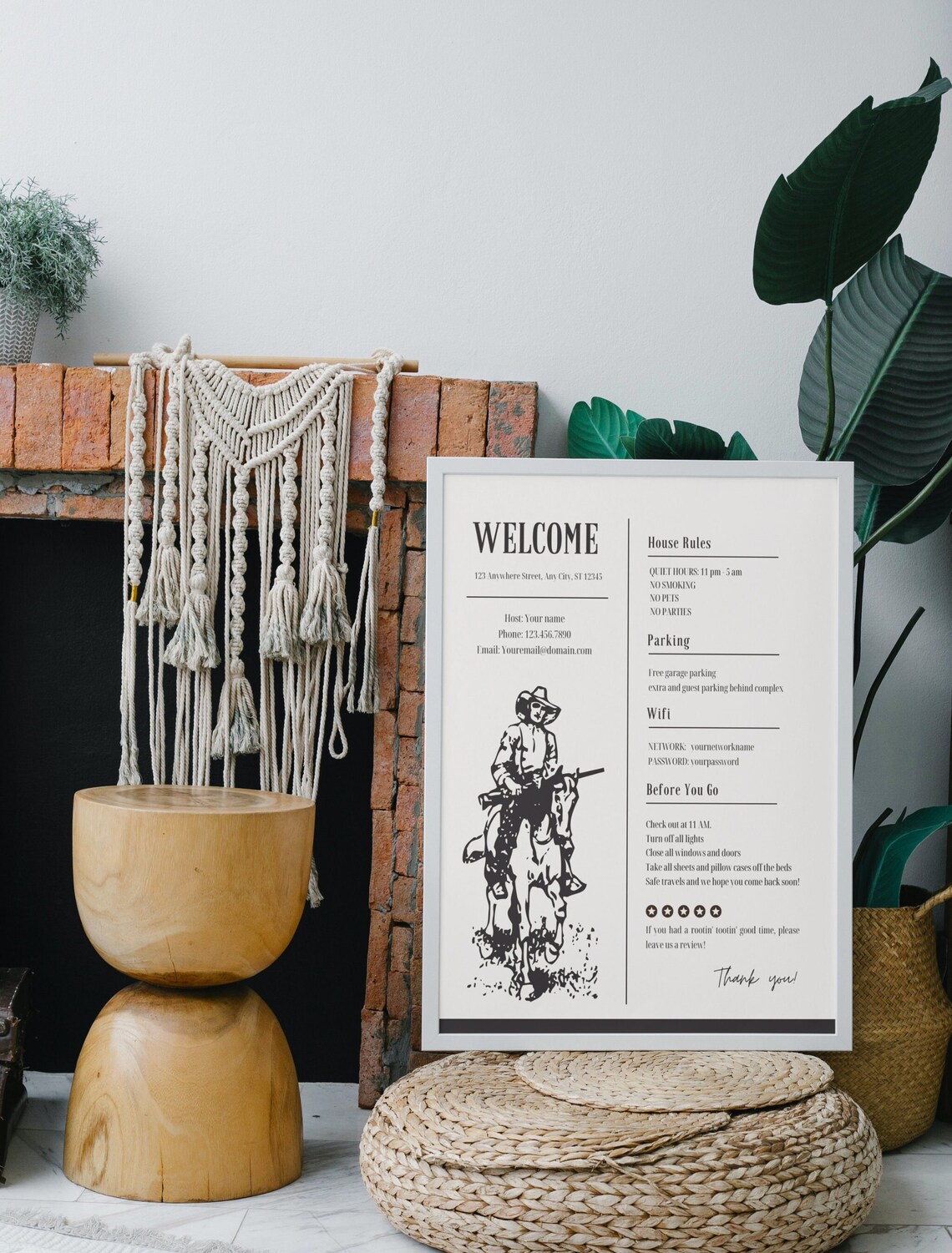Airbnb Welcome Sign, VRBO, Canva Template, Guest Arrival Poster, Wifi ...