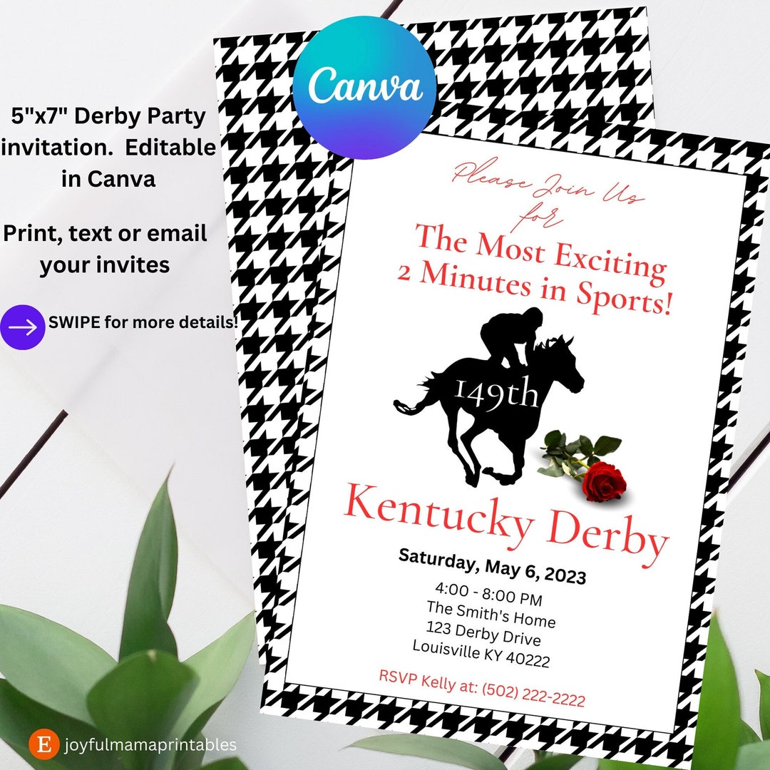Kentucky Derby Party Editable Invitation Template, Derby Party, Canva ...