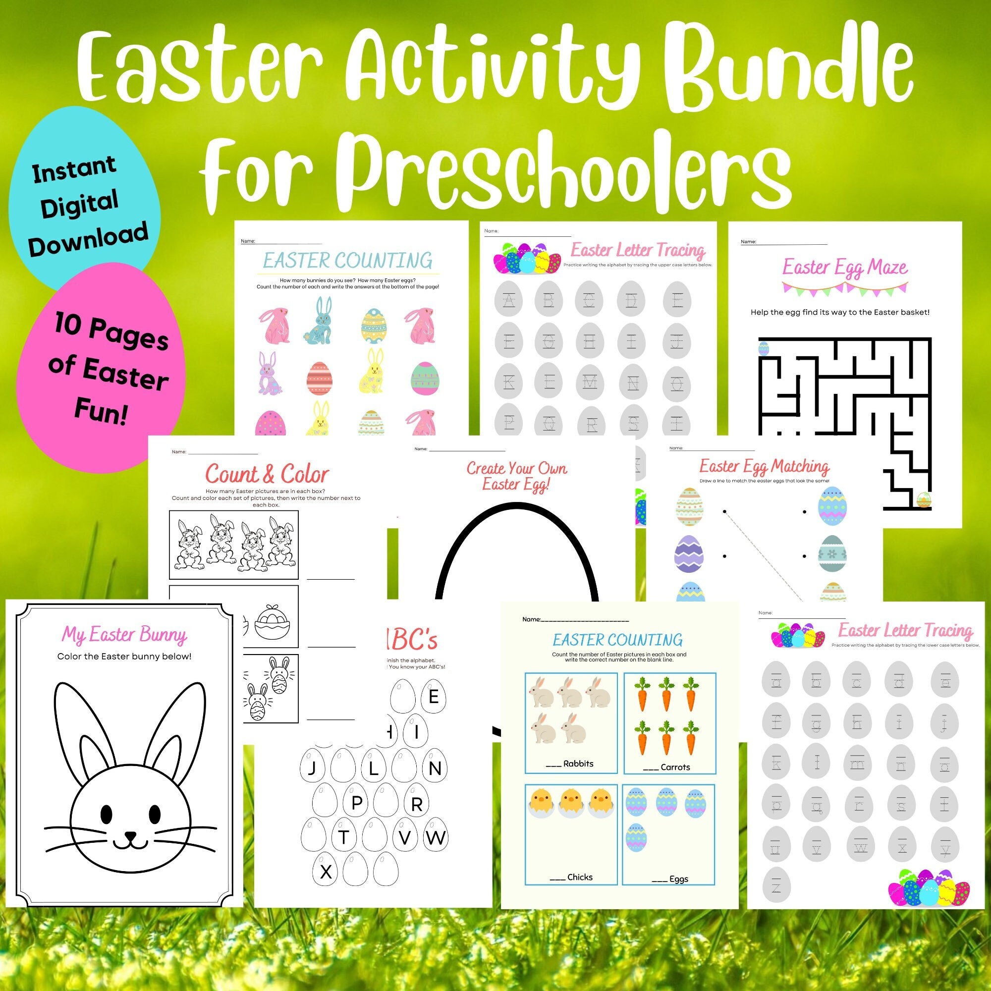 Printable Easter Activity Bundle for Preschoolers, Easter Bundle ...