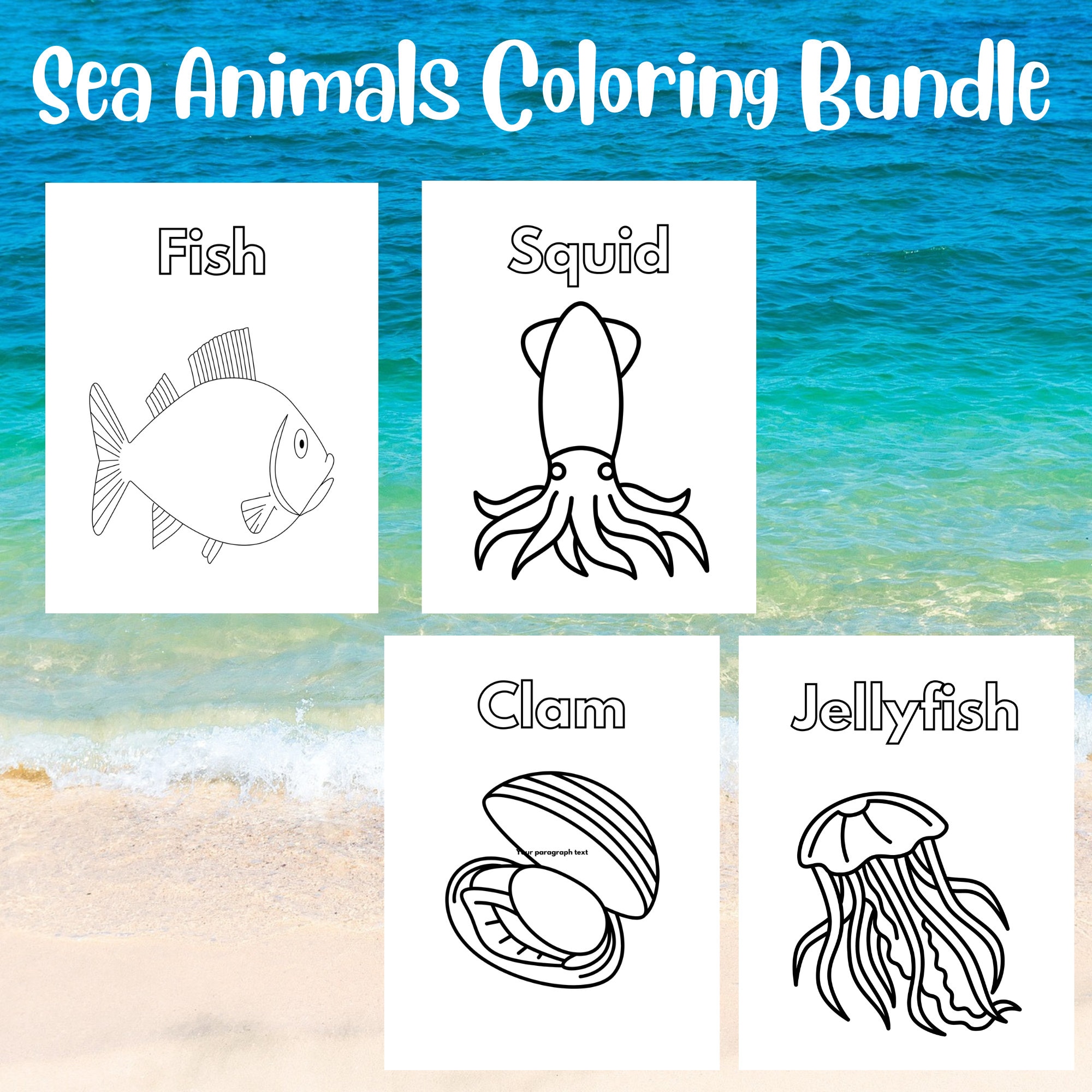 PRINTABLE Under the Sea Coloring Pages, Sea Animals, Ocean, Kids Party ...