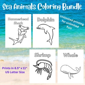 PRINTABLE Under the Sea Coloring Pages, Sea Animals, Ocean, Kids Party ...