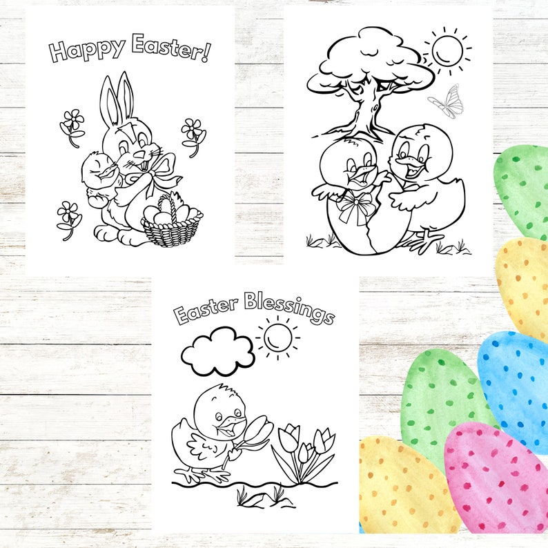 Printable Easter Coloring Page Bundle, Digital Download, Religious ...
