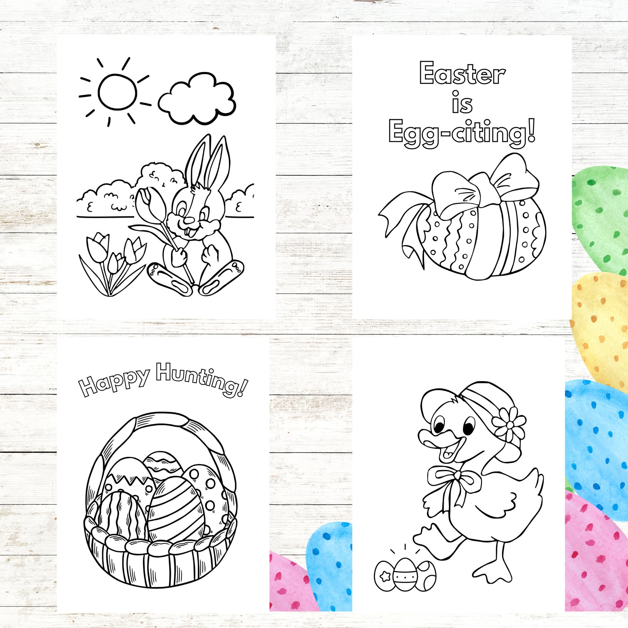 Printable Easter Coloring Page Bundle, Digital Download, Religious ...