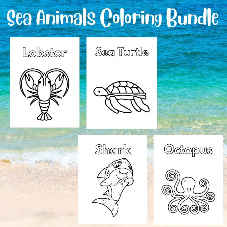 PRINTABLE Under the Sea Coloring Pages, Sea Animals, Ocean, Kids Party ...