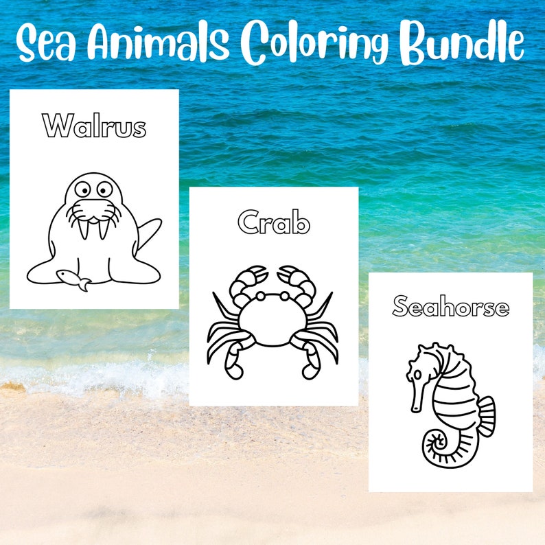 PRINTABLE Under the Sea Coloring Pages, Sea Animals, Ocean, Kids Party ...