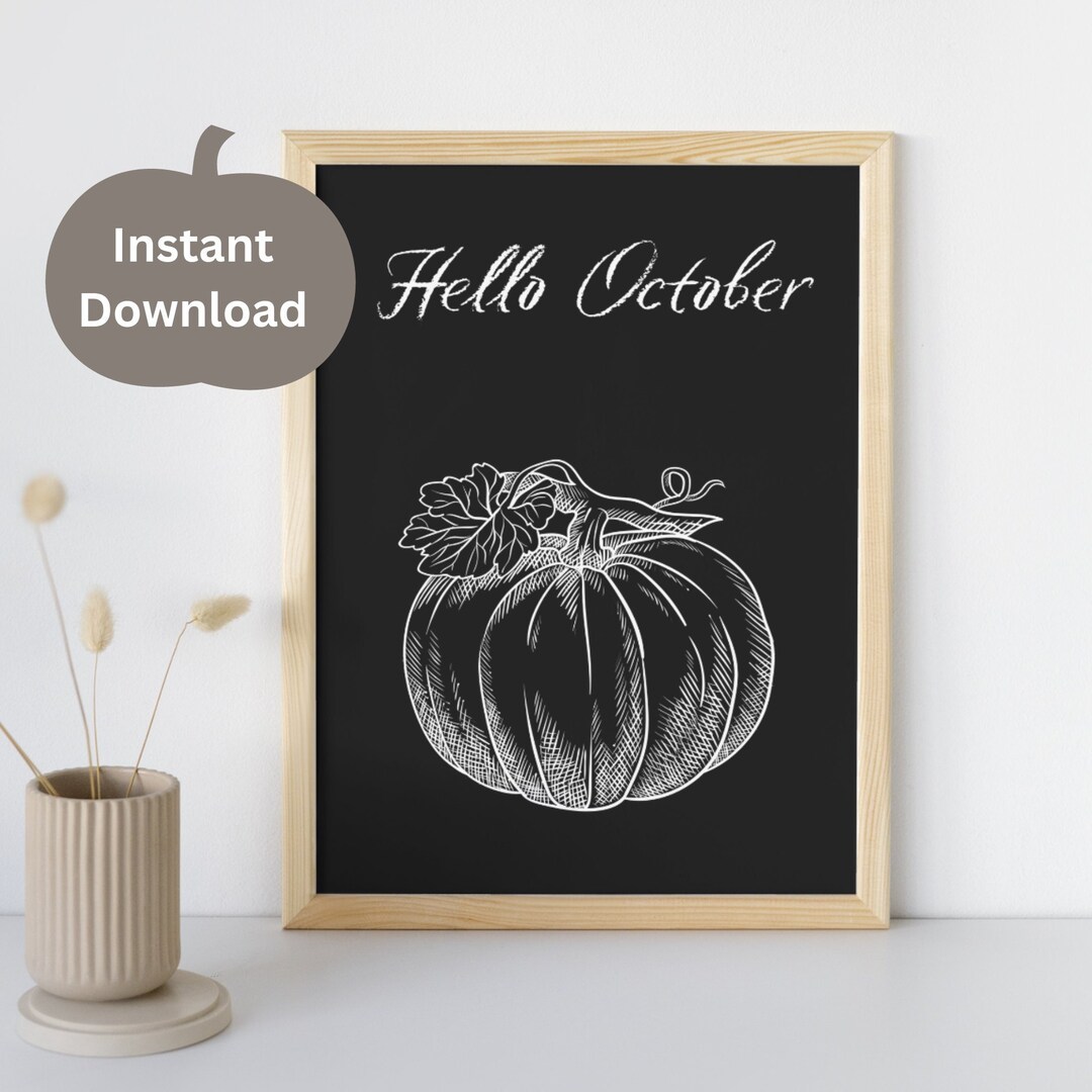 Hello October Sign, Instant Download, Hello October Printable Sign ...