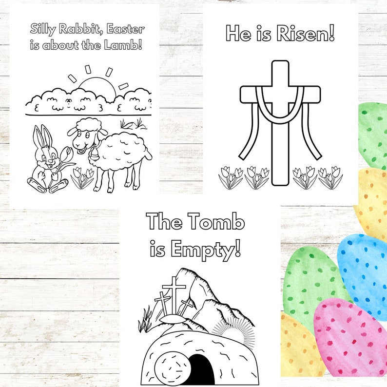Printable Easter Coloring Page Bundle, Digital Download, Religious ...
