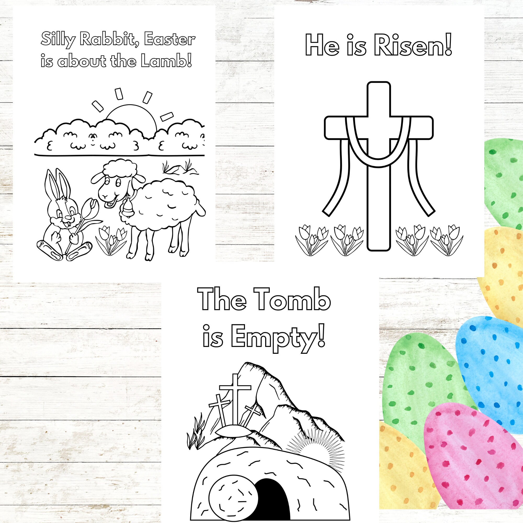 Printable Easter Coloring Page Bundle, Digital Download, Religious ...