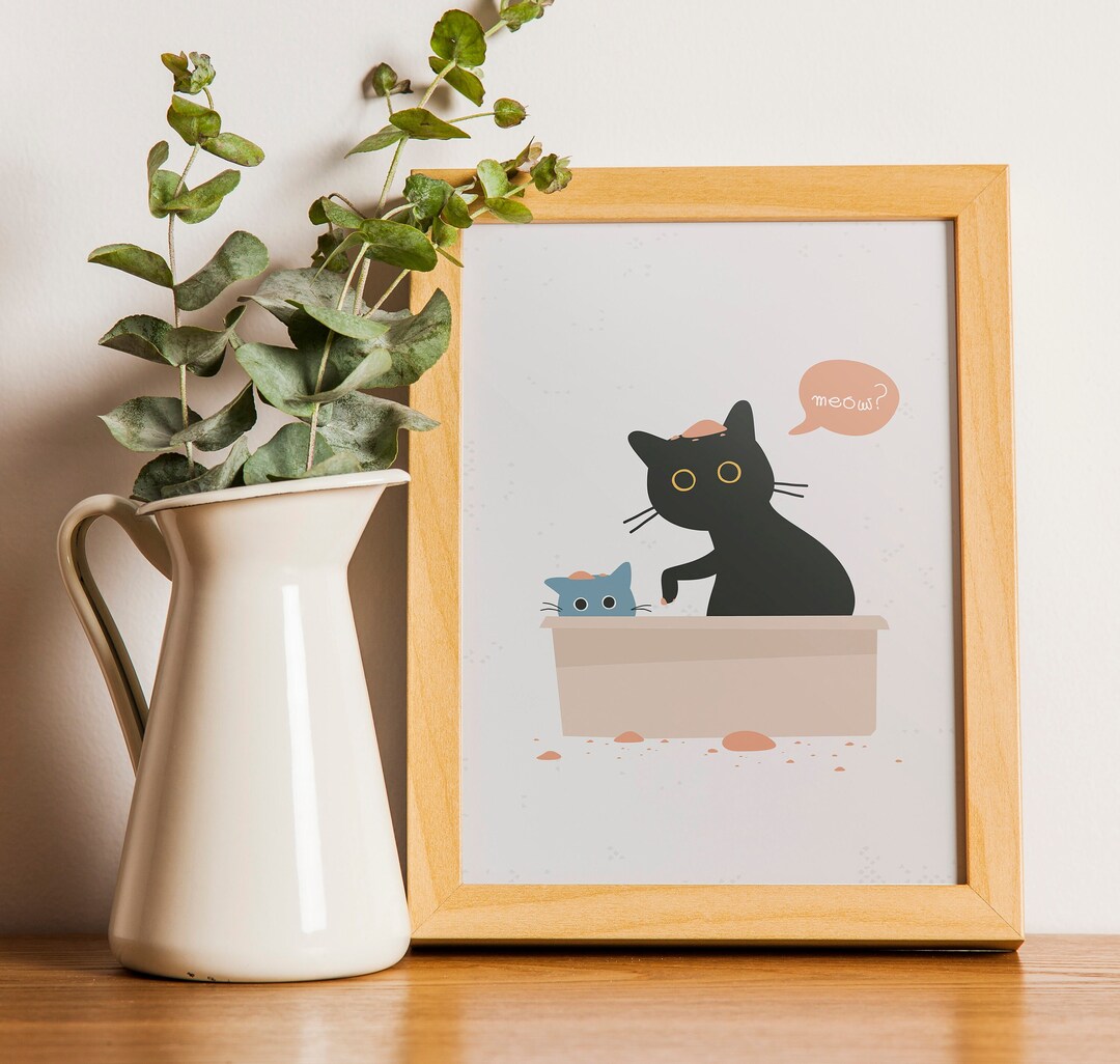 Cats in the Litter Box - Printable Wall Art, Digital Download Wall Art ...