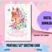 Horse Theme Girls' Birthday Card Printable PDF & JPEG Formats - Etsy