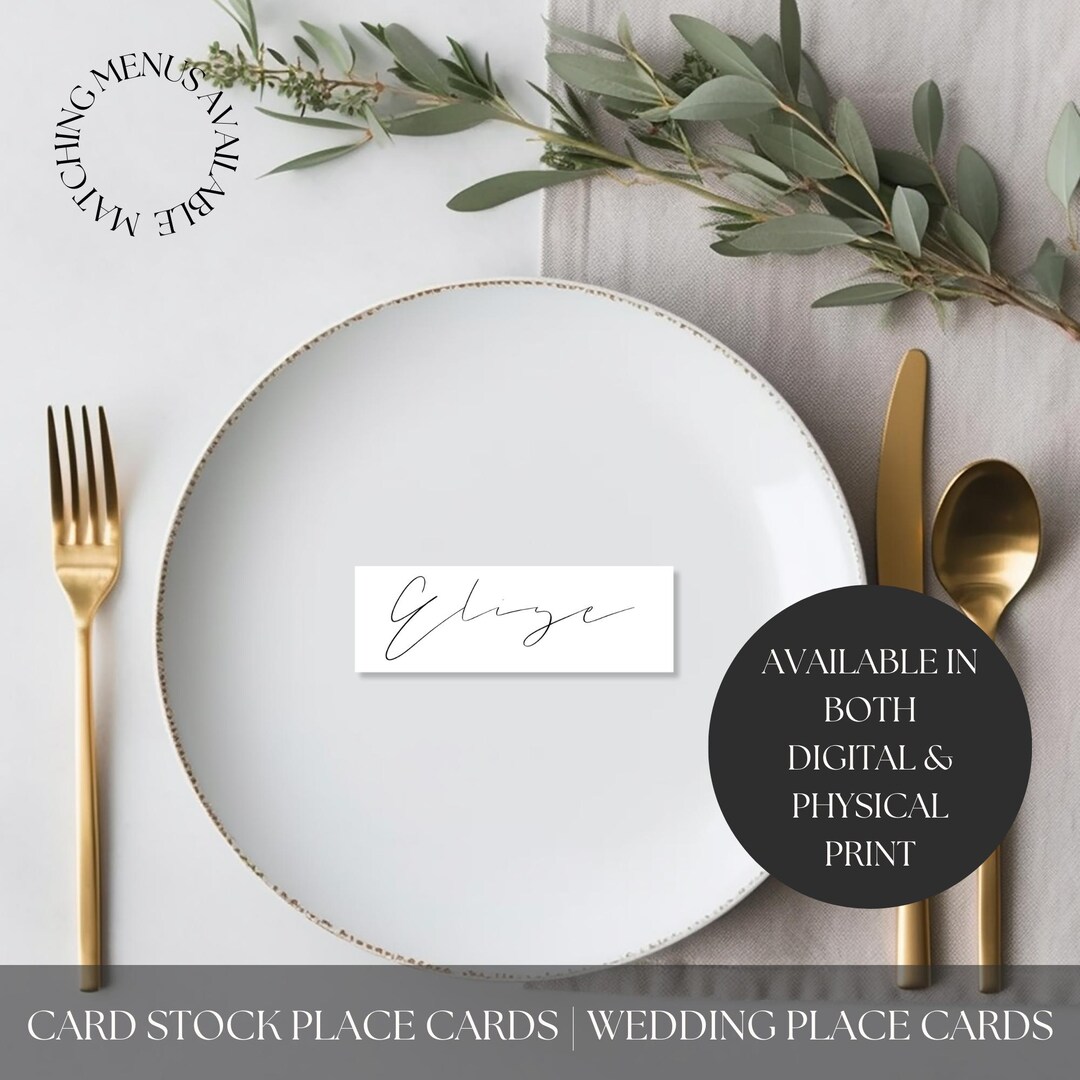 Elegant Modern Rectangle Cardstock Place Cards Customizable for ...