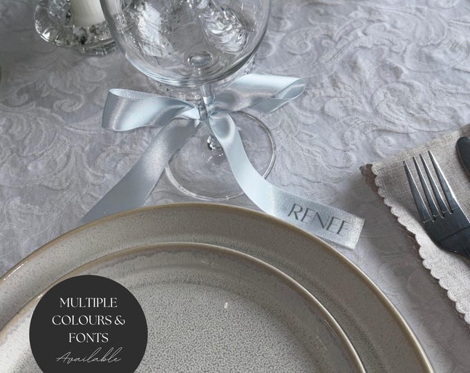 Ribbon Place Setting for Wedding or Event, Bow Place Card, Custom Name ...
