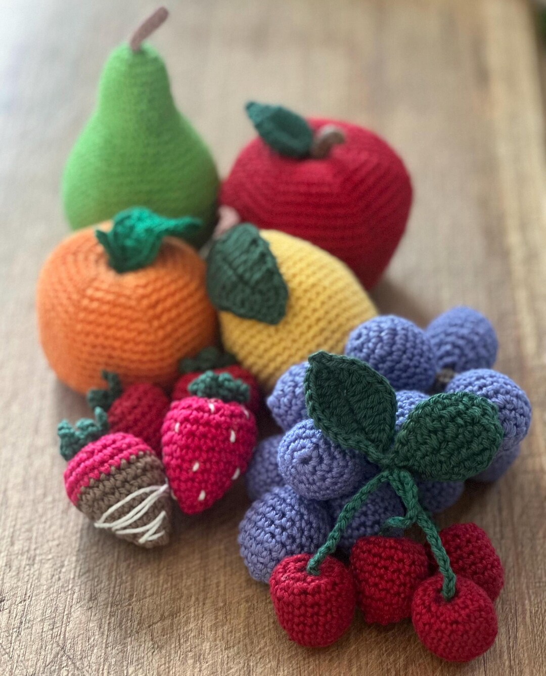 12x Fruit Crochet Pattern Bundle PDF - Pear Play Food - **pattern Only** Play Kitchen Amigurumi ...