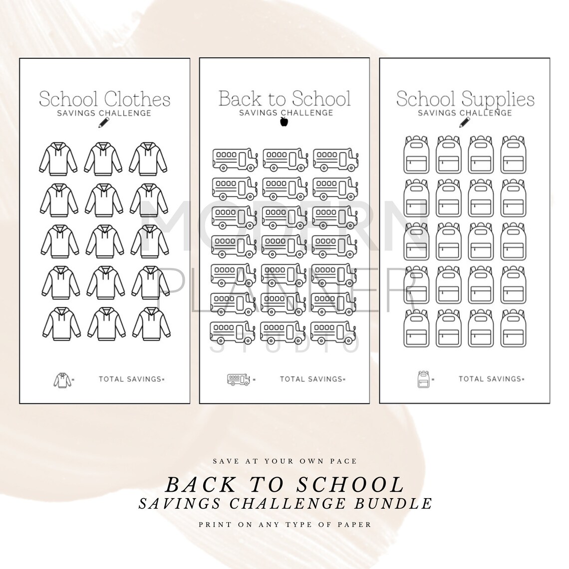 Back to School Savings Challenge Bundle | Printable | Fits A5 & A6 ...