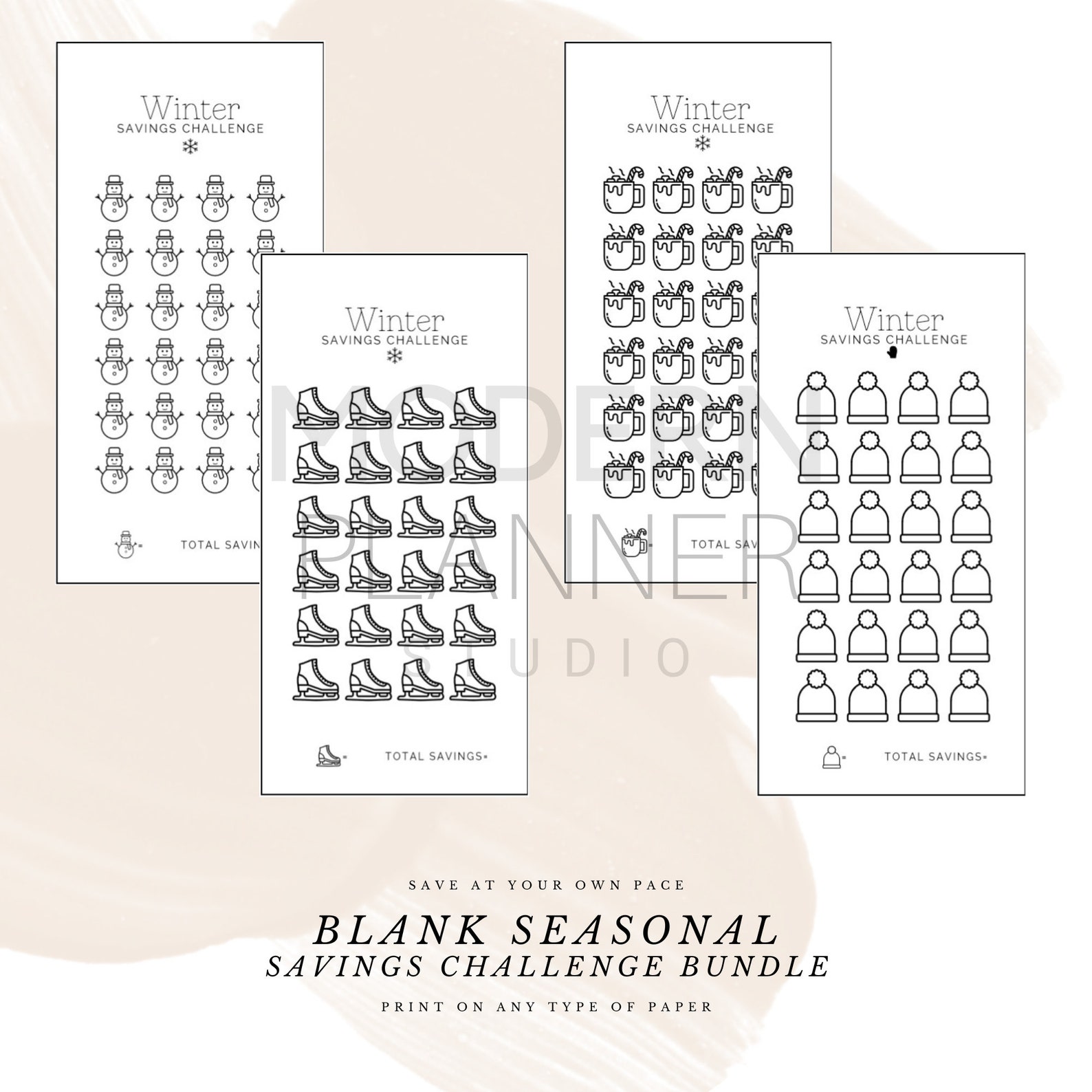 Seasonal Savings Challenge Bundle | Printable | Fits A5 & A6 Planner ...