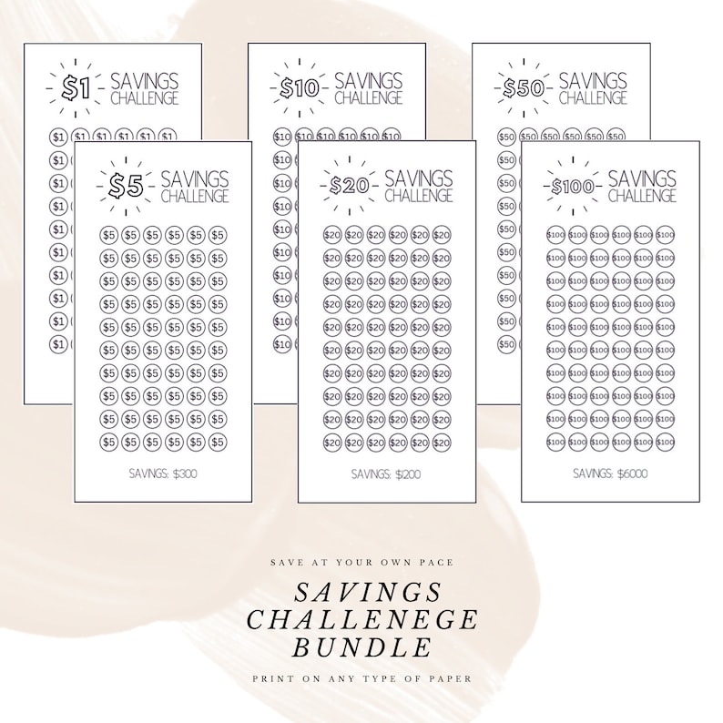 Numerical Savings Challenge Bundle | Printable | Fits A5 & A6 Planner ...