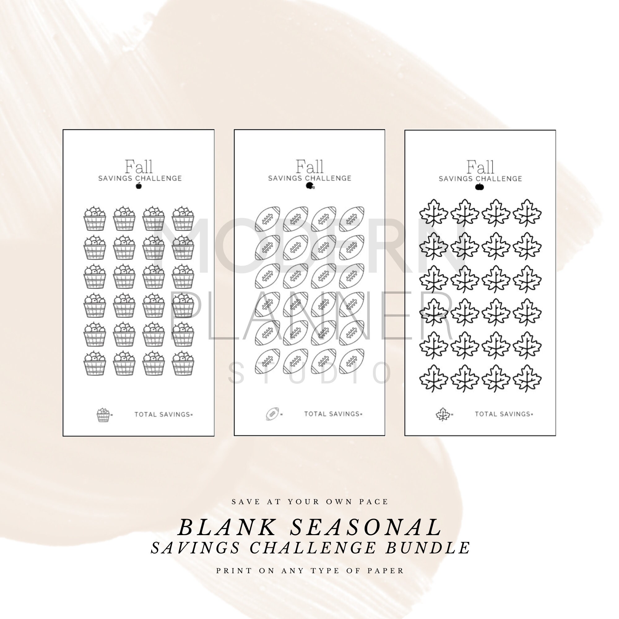 Seasonal Savings Challenge Bundle | Printable | Fits A5 & A6 Planner ...