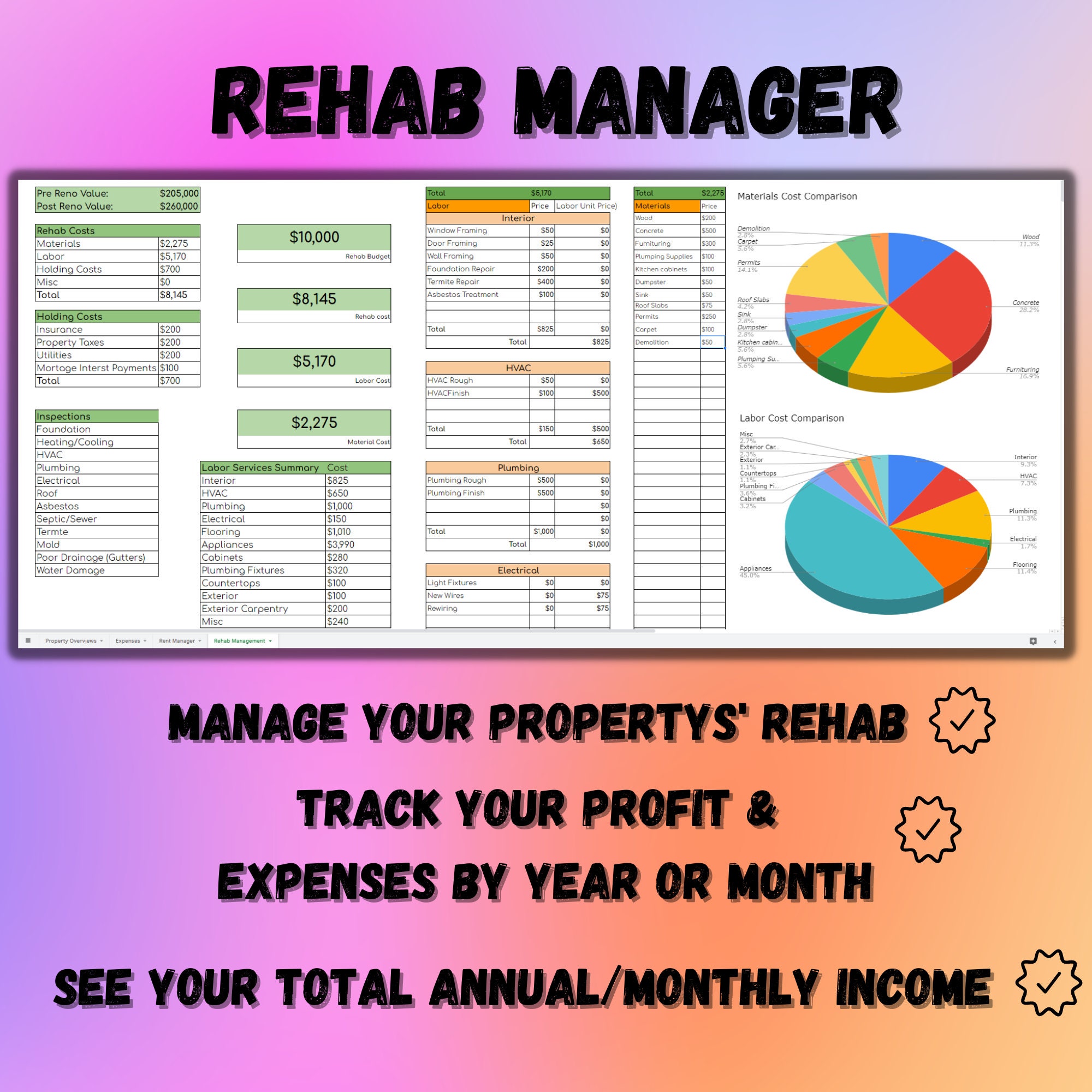 Ultimate Rental Property Tracker, Google Landlord Spreadsheet, Multi ...