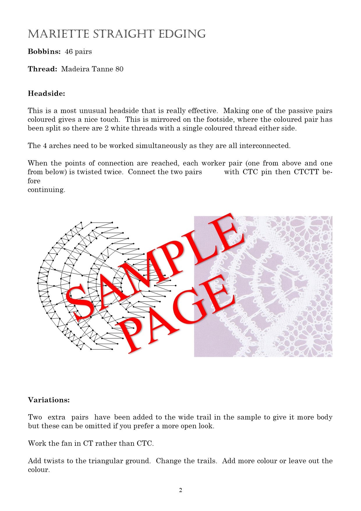 Mariette Straight Edging Torchon Bobbin Lace Pattern *DIGITAL PATTERN ...