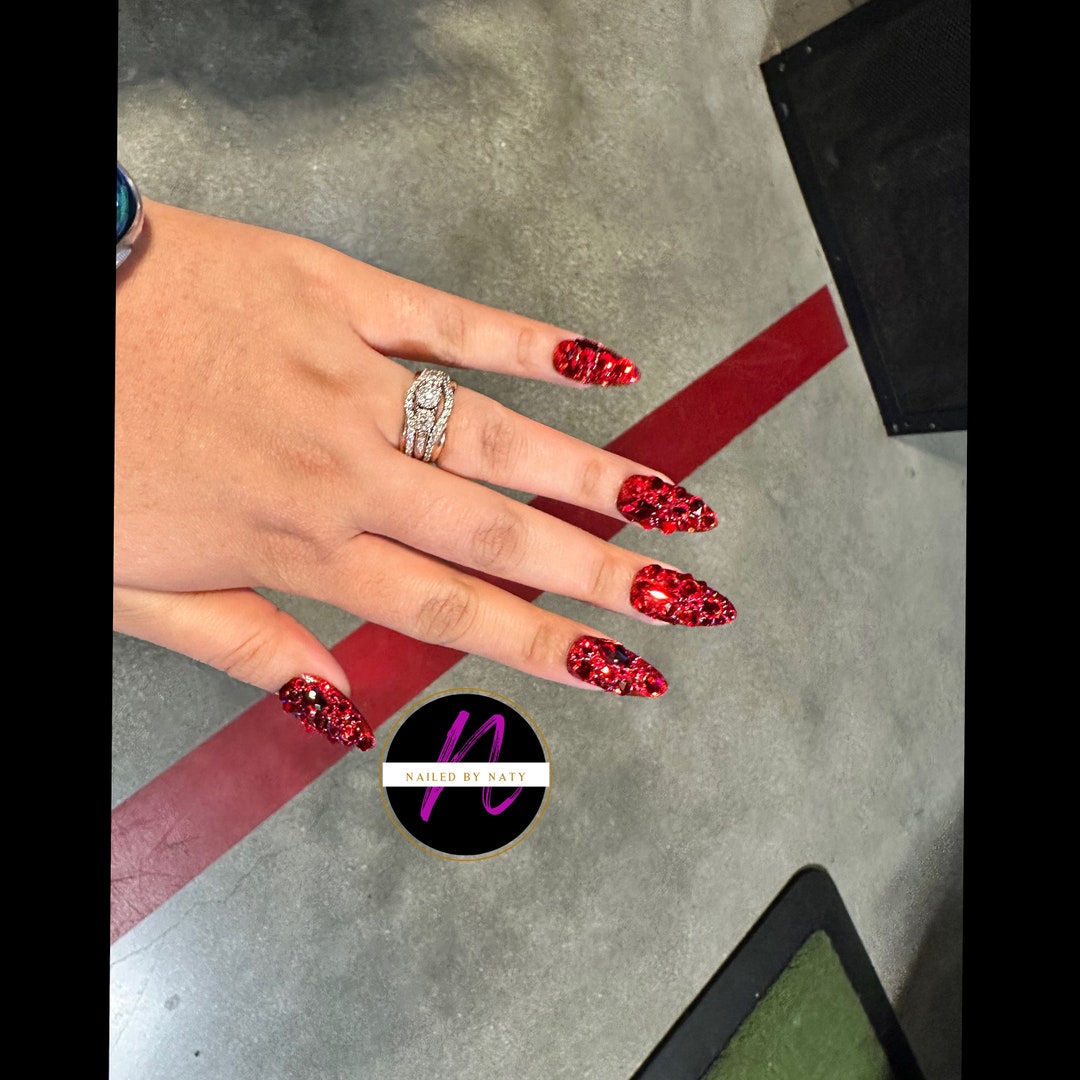 Full Blinged Out Nails - Etsy