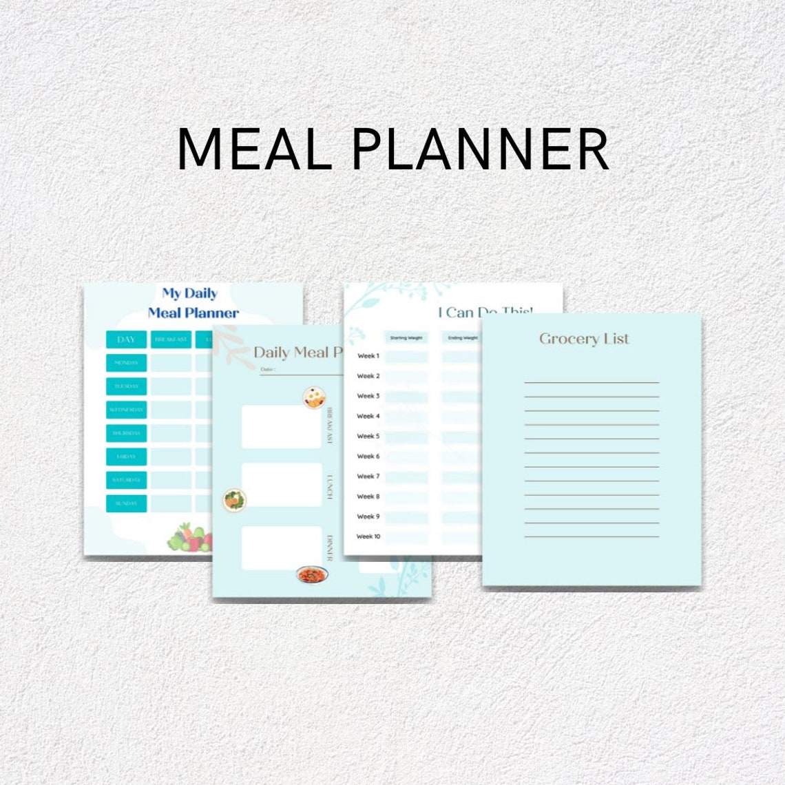 Daily Meal Planner Weekly Meal Planner Printable Meal Digital Planner ...