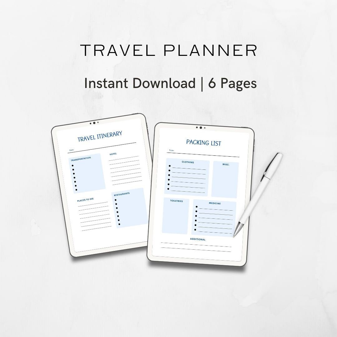 Travel Itinerary Planner Printable Travel Planner Trip Itinerary ...