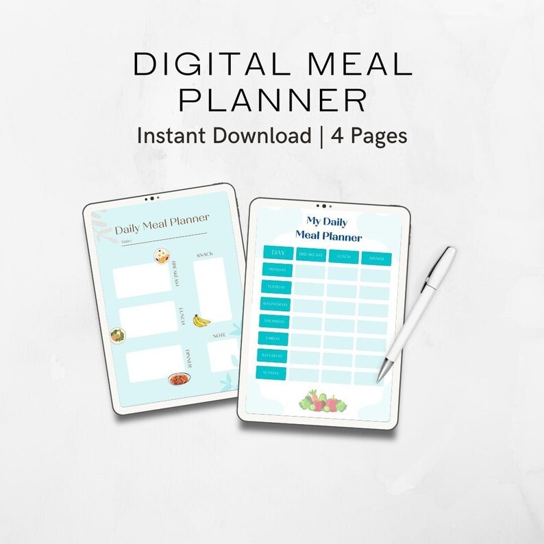 Daily Meal Planner Weekly Meal Planner Printable Meal Digital Planner ...