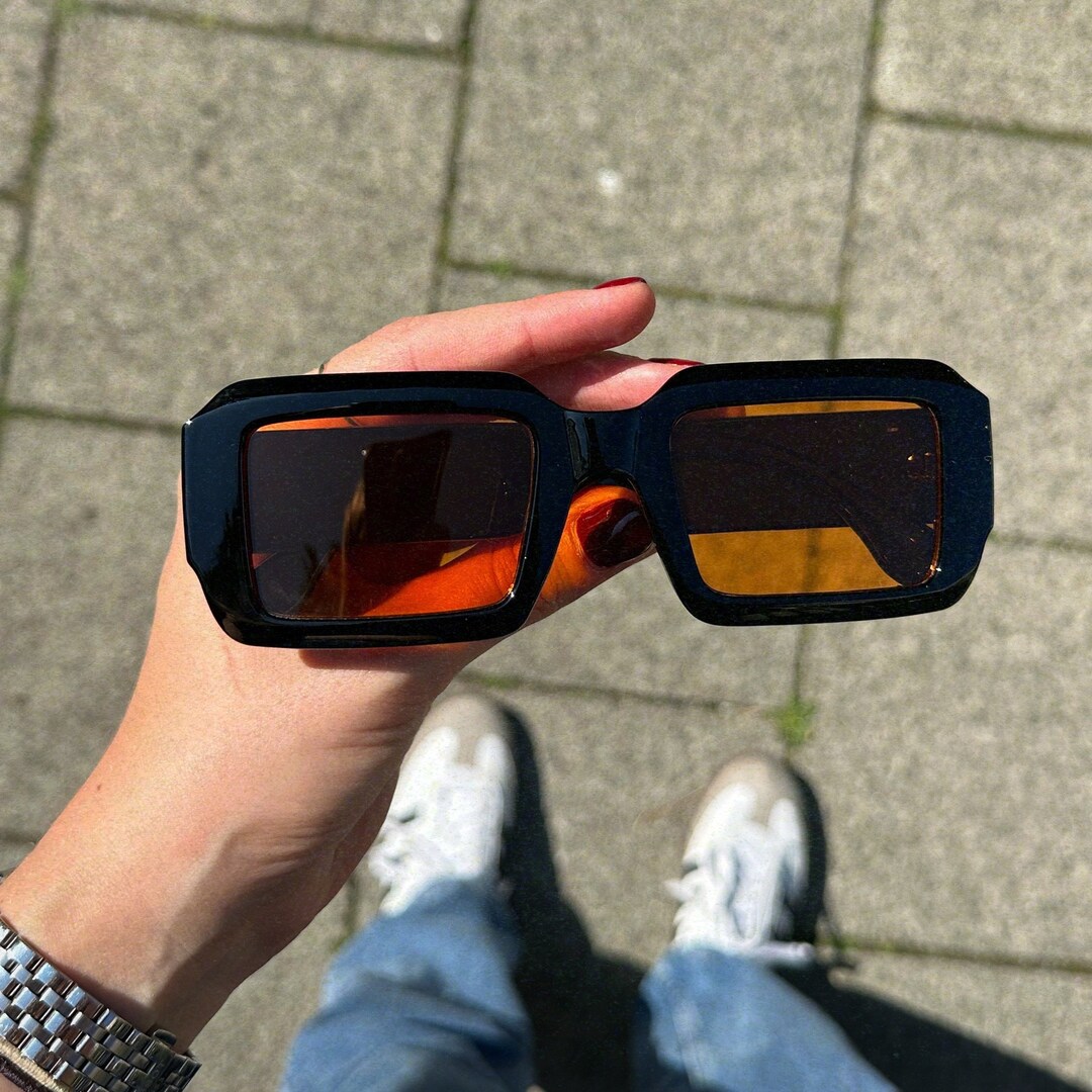 Retro Inspired Square Sunglass Statement Glasses for Men & Women Orange ...