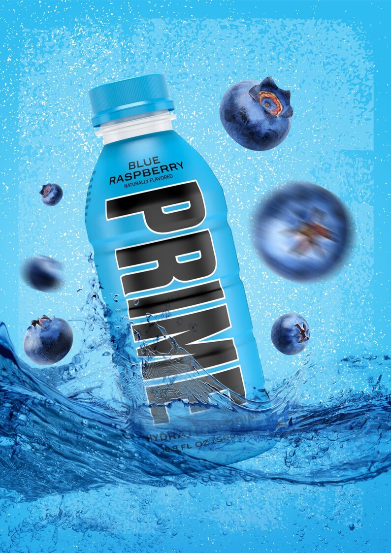 Prime Hydration Drink Wall Art - Blue Raspberry, Home Decor, Kids Gift ...