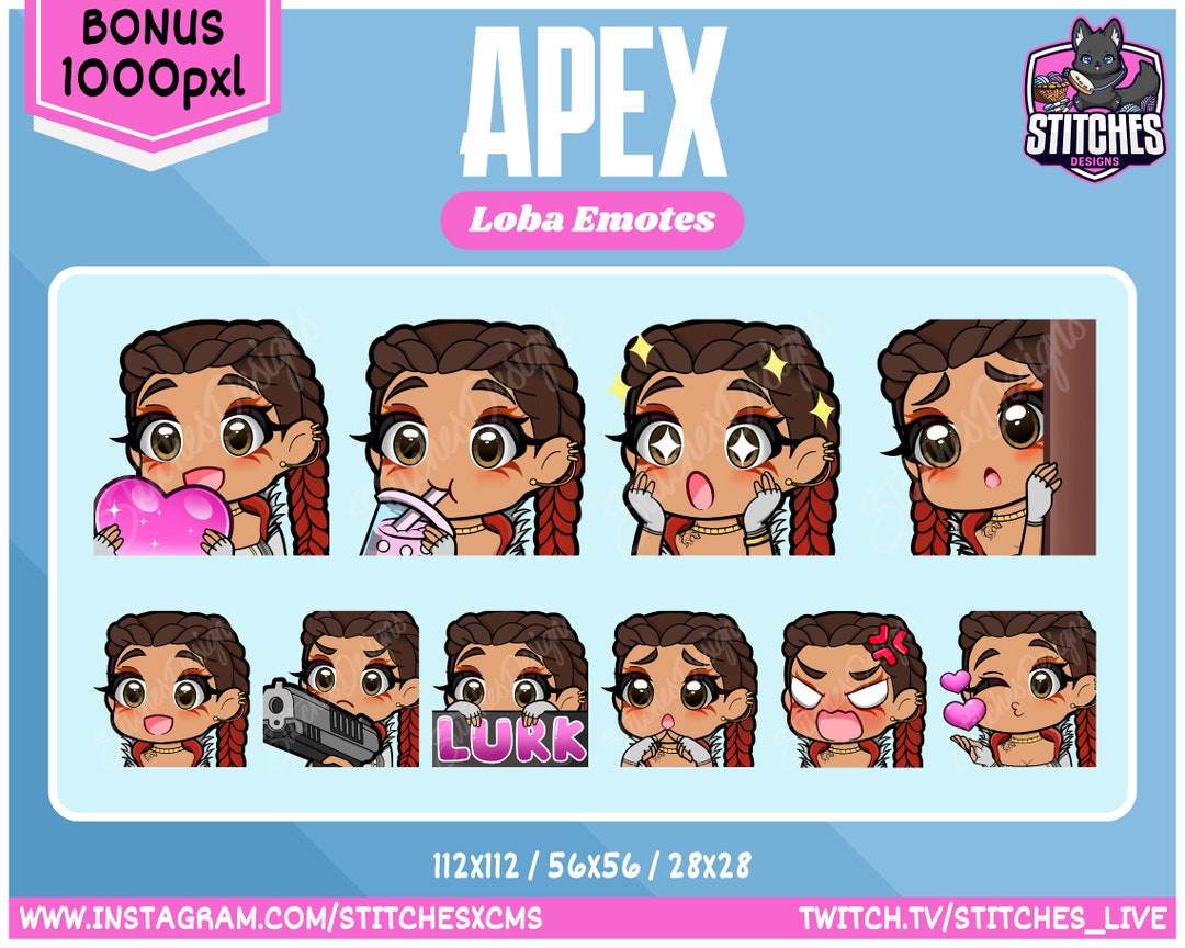 Apex Legends Loba Chibi Pink Pre-made Emote Pack Loba Emotes - Etsy