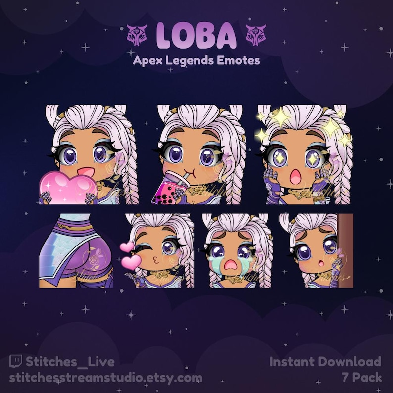 Apex Legends Loba Lunar Goddess Twitch Emote Pack | Streamer, Streaming ...