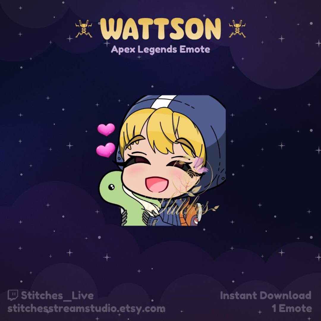 Apex Legends Wattson Nessie Hug Twitch Emote | Streamer, Streaming Assets, Gaming, Emoji, Chibi ...