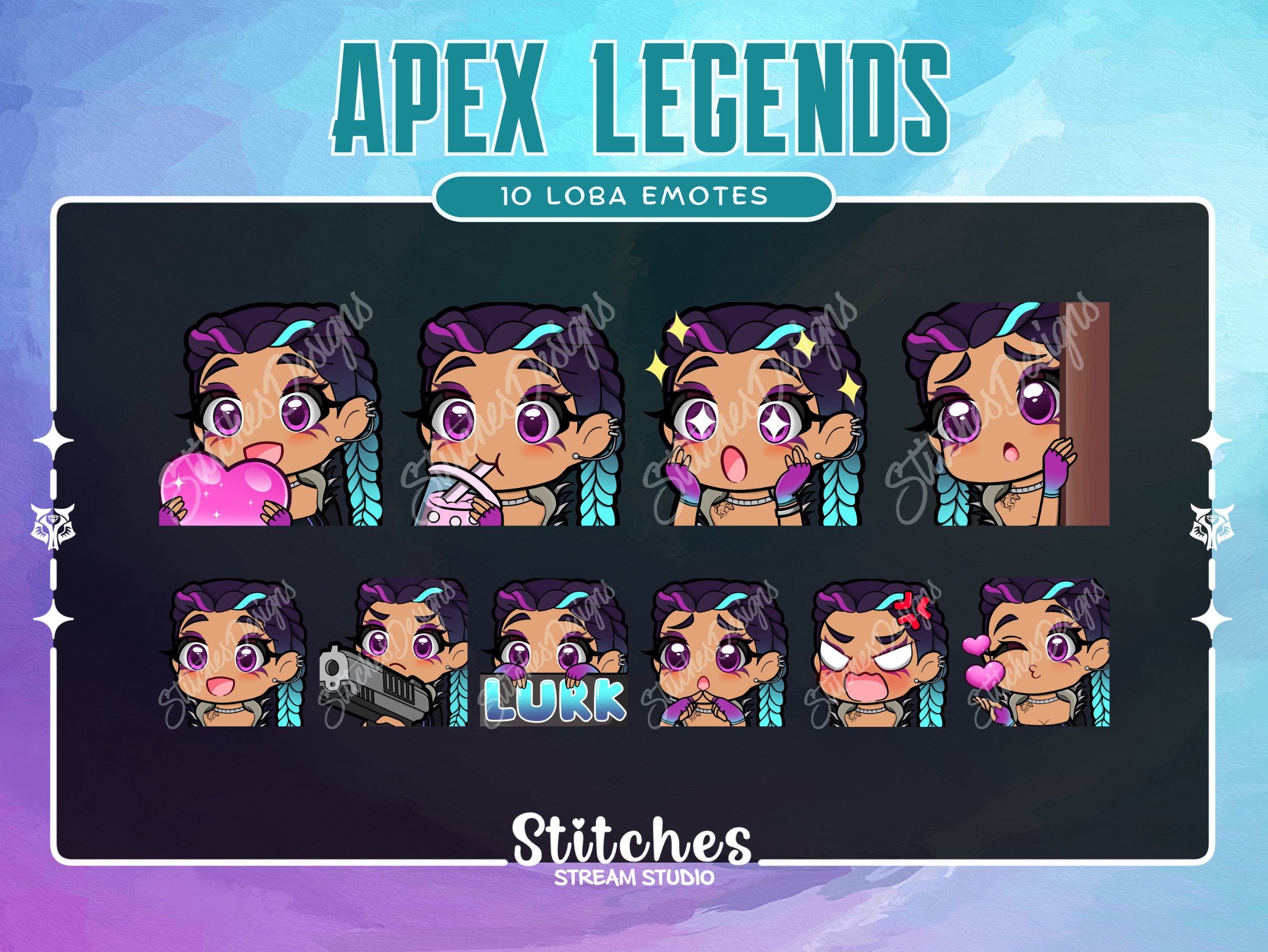 Apex Legends Loba Torrent Chibi Pre-made Emote Pack, Loba Emotes Bundle ...