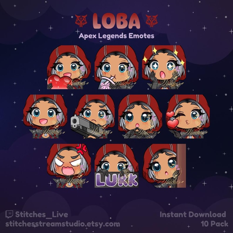 Apex Legends Loba Lycan Hunter Twitch Emote Pack | Streamer, Streaming ...