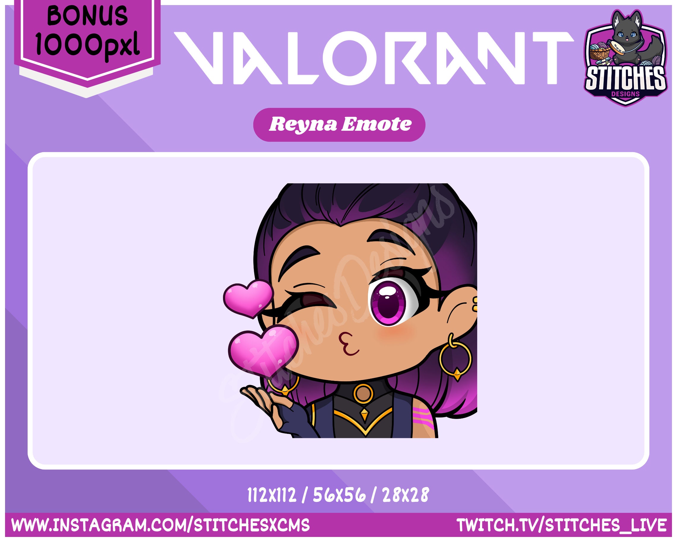 Valorant Reyna Chibi Pink Hearts Kiss Pre-made Emote Reyna - Etsy
