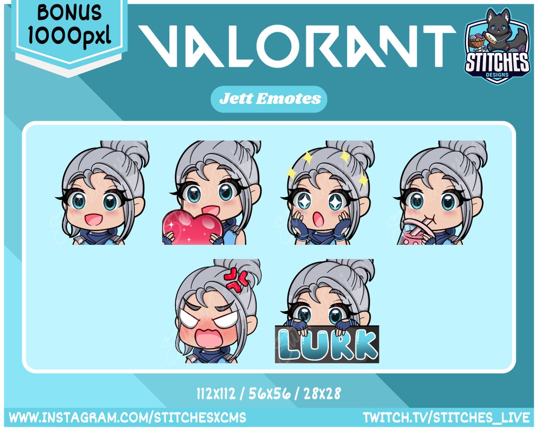 Valorant Jett Chibi Pre-made Emote Bundle Jett Emotes Emote - Etsy