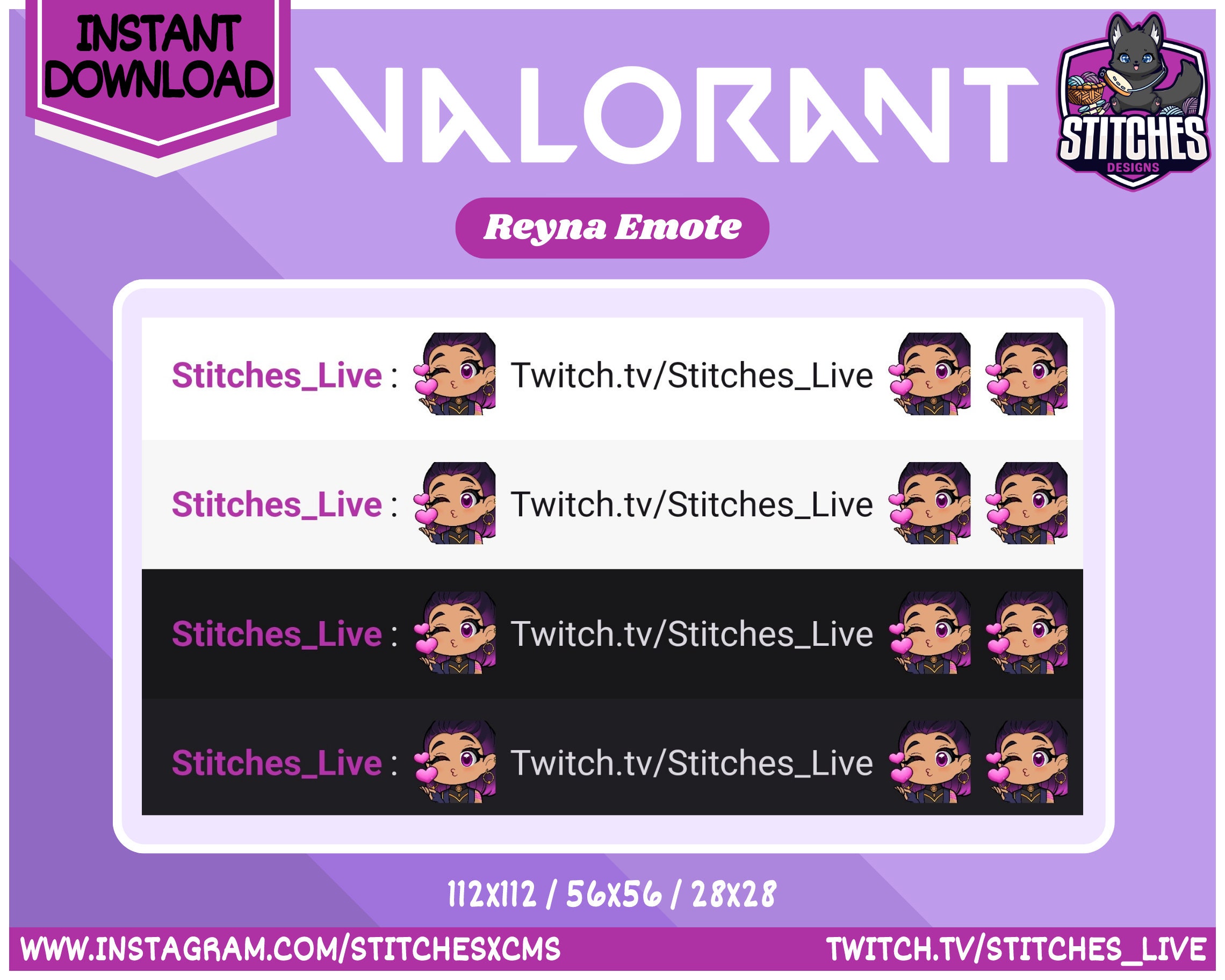 Valorant Reyna Chibi Pink Hearts Kiss Pre-made Emote Reyna - Etsy
