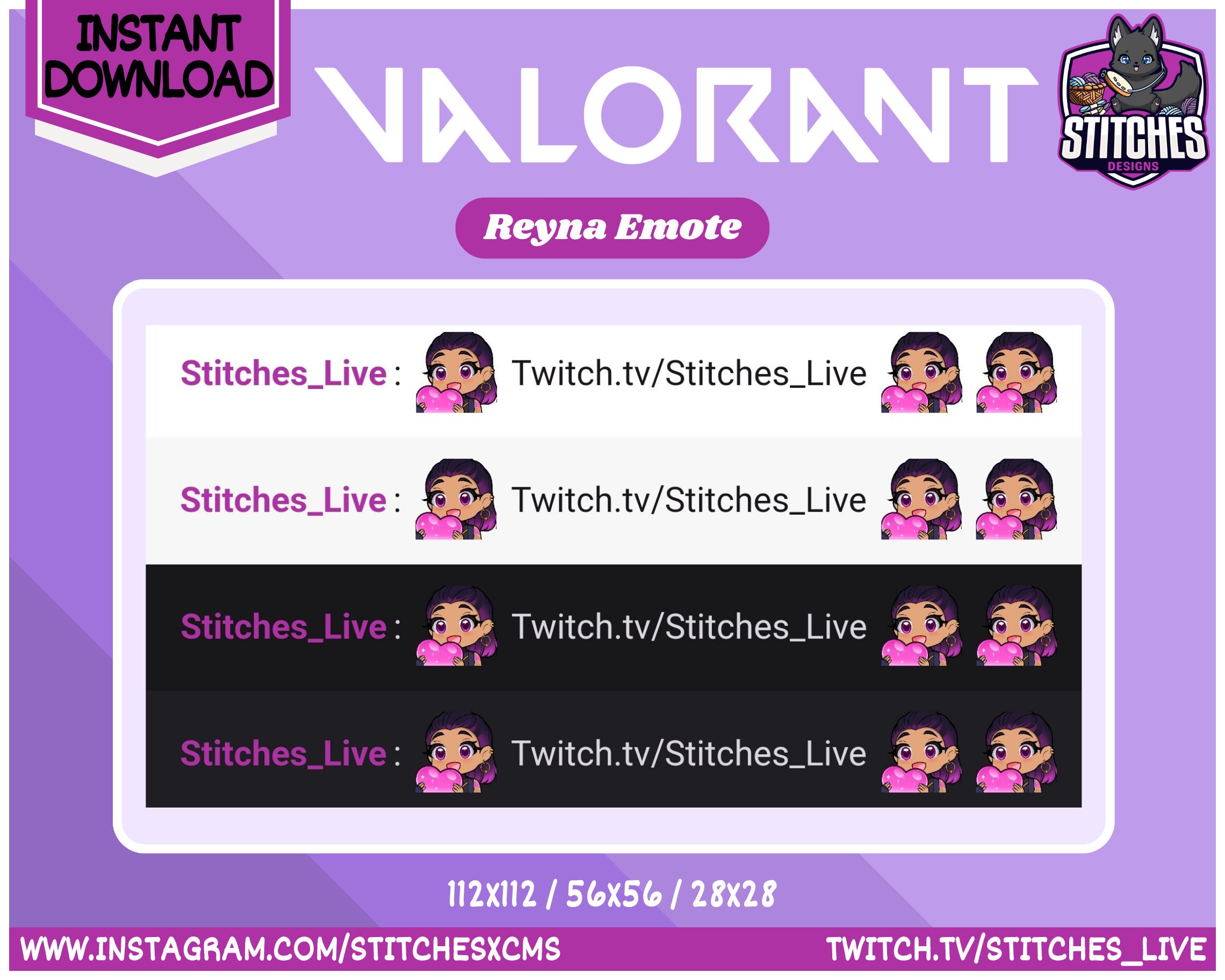 Valorant Reyna Chibi Pink Sparkly Heart Pre-made Emote Reyna - Etsy